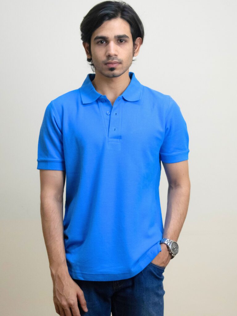 Sky Blue Solid Pique Polo T-Shirt | 280 GSM - Doods